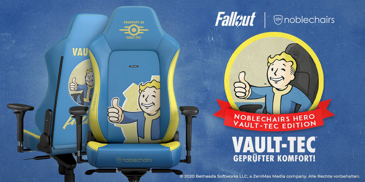 noblechairs HERO - Gaming-Stuhl in der Fallout Vault Tec Edition - MDE ...